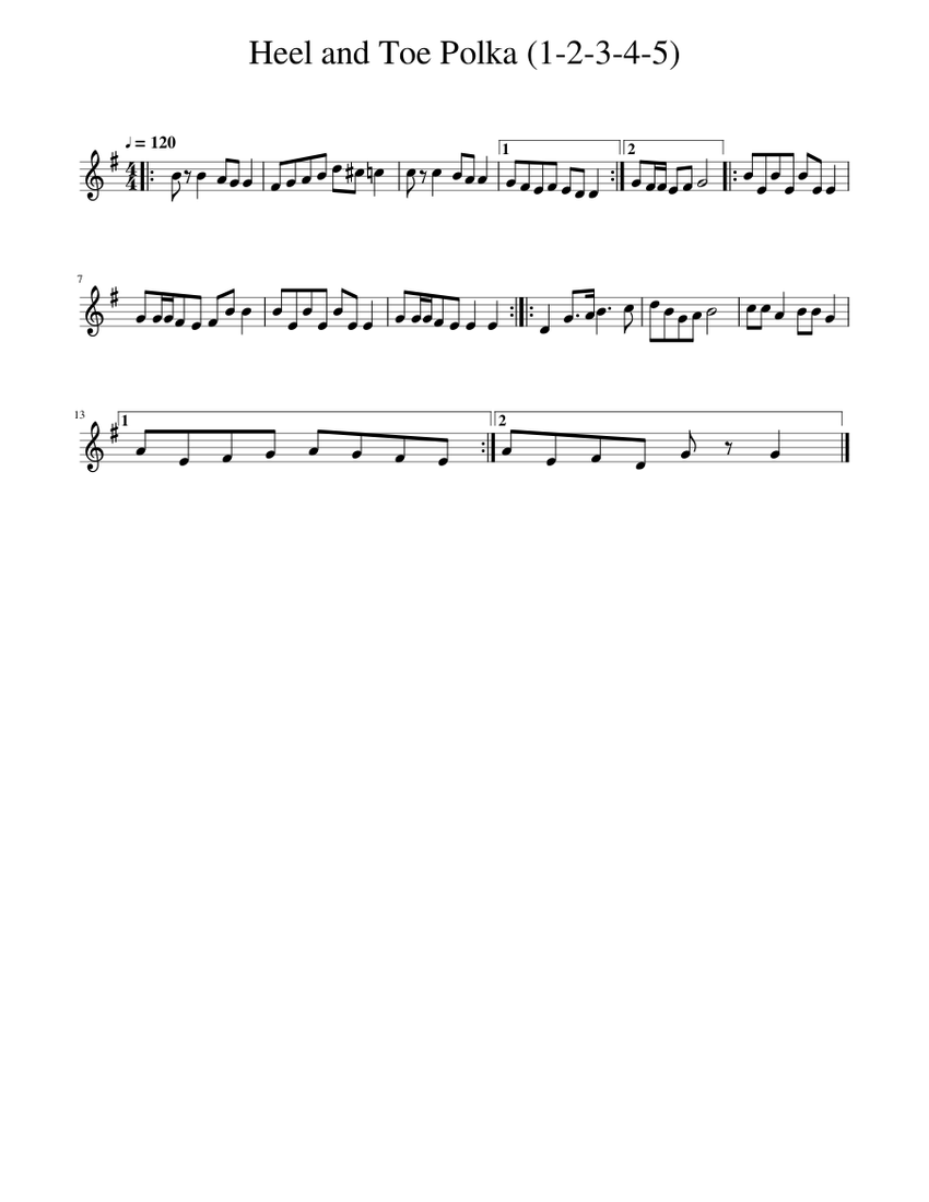 Heel and Toe Polka (1-2-3-4-5) Sheet music for Piano (Solo) | Musescore.com