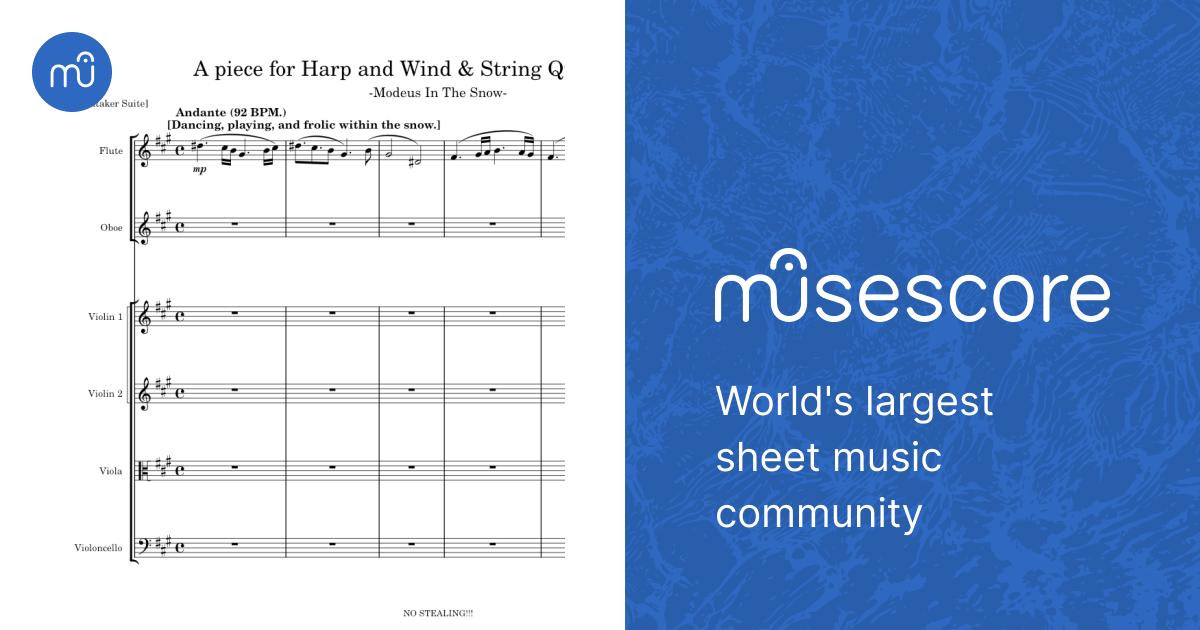 A piece for Harp and Wind & String Quartet {-Modeus in the snow-} [A43 ...
