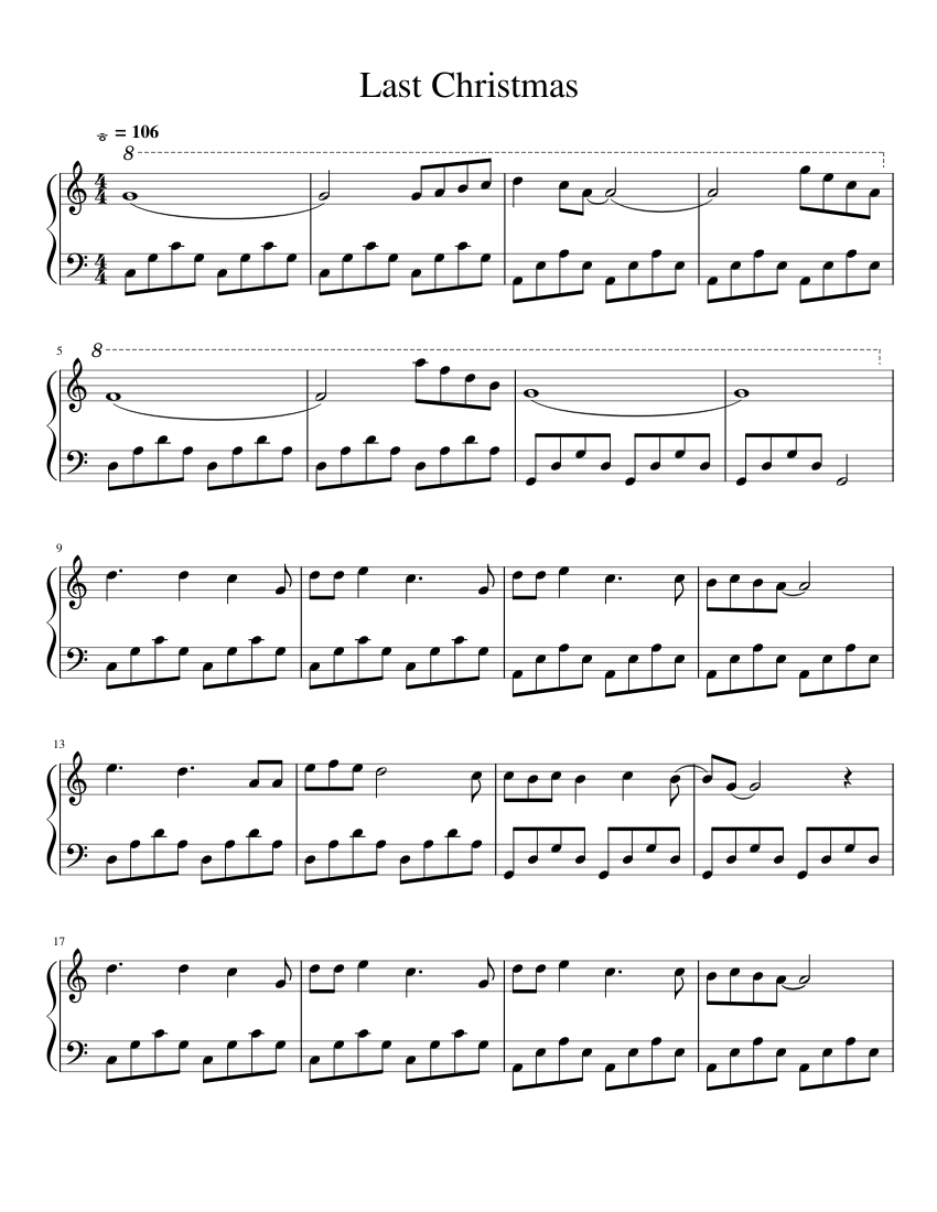 Last_Christmas Sheet Music for Piano (Solo) easy | MuseScore.com