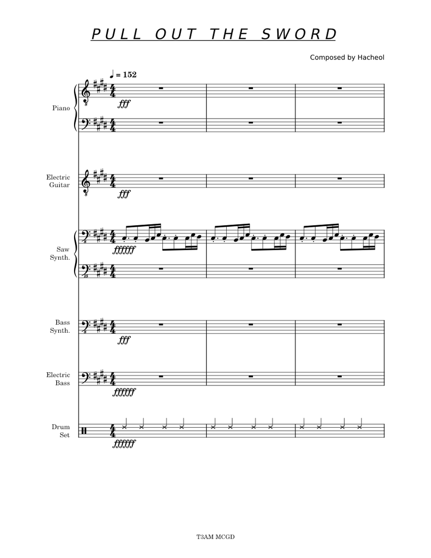 Pull Out the Sword Sheet music for Piano, Guitar, Bass guitar, Drum ...