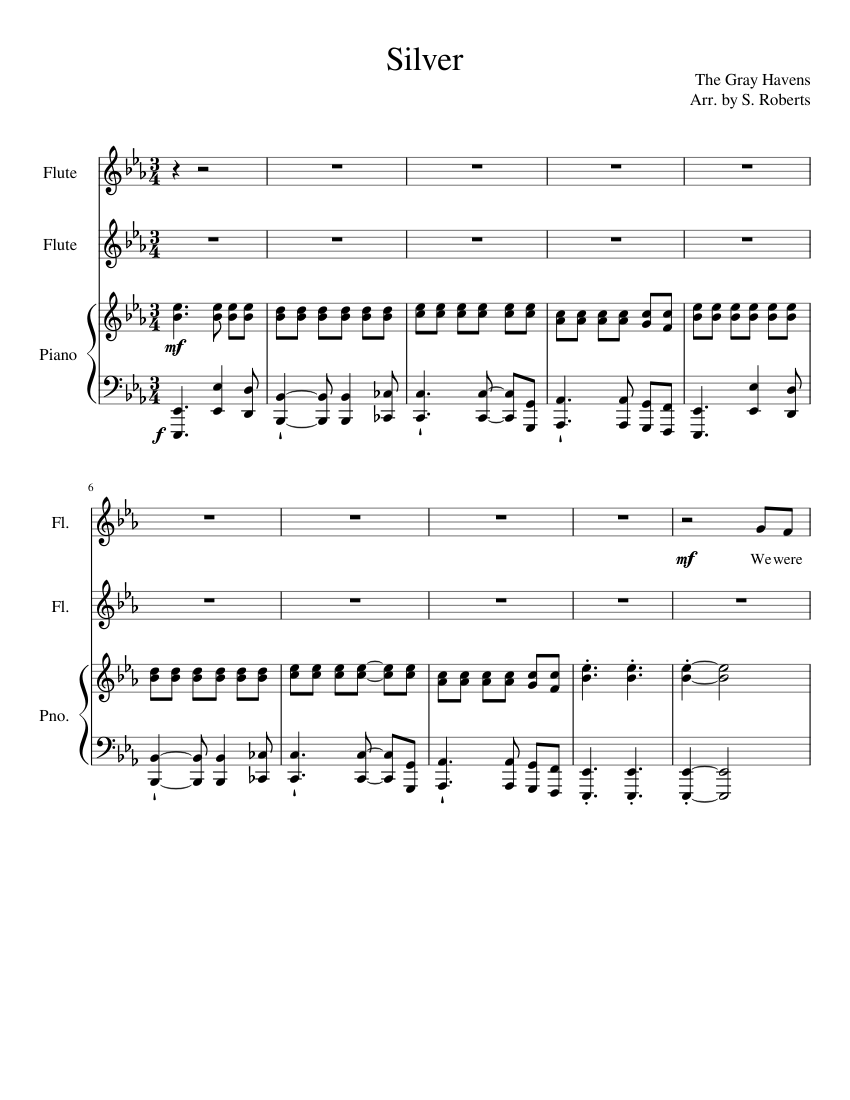 Silver Sheet music for Piano, Flute (Solo) | Musescore.com