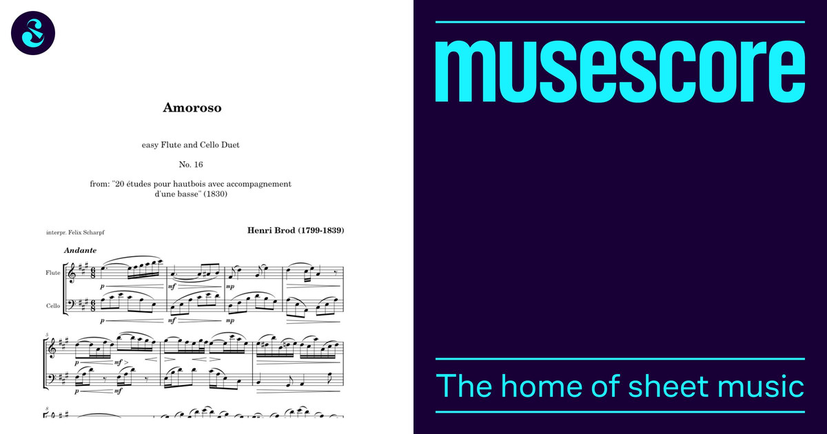 Amoroso- Henri Brod - easy Flute and Cello Duet Sheet music for Flute ...