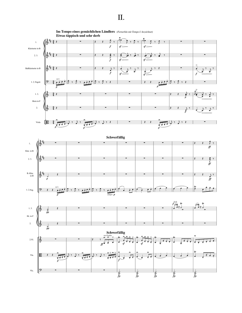 Mahler Symphony No. 9, 2nd Movement Sheet Music for Trombone, Tuba, Flute piccolo, Flute & more ...