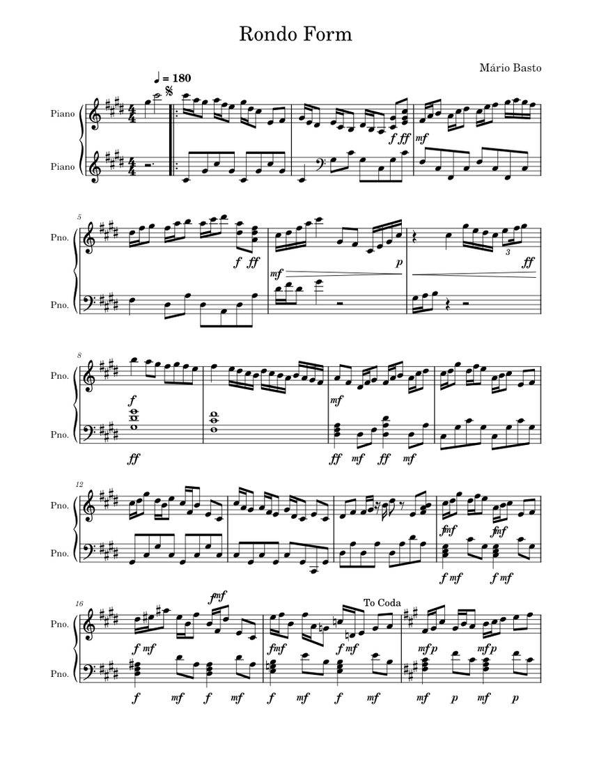 Rondo Form Sheet music for Piano (Solo) | Musescore.com