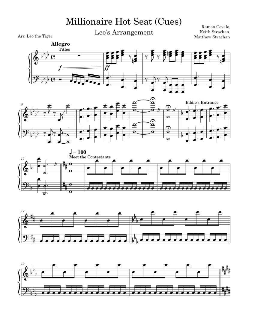 Piano Solo: Millionaire Hot Seat Cues Medley - Ramon Covalo, Keith ...