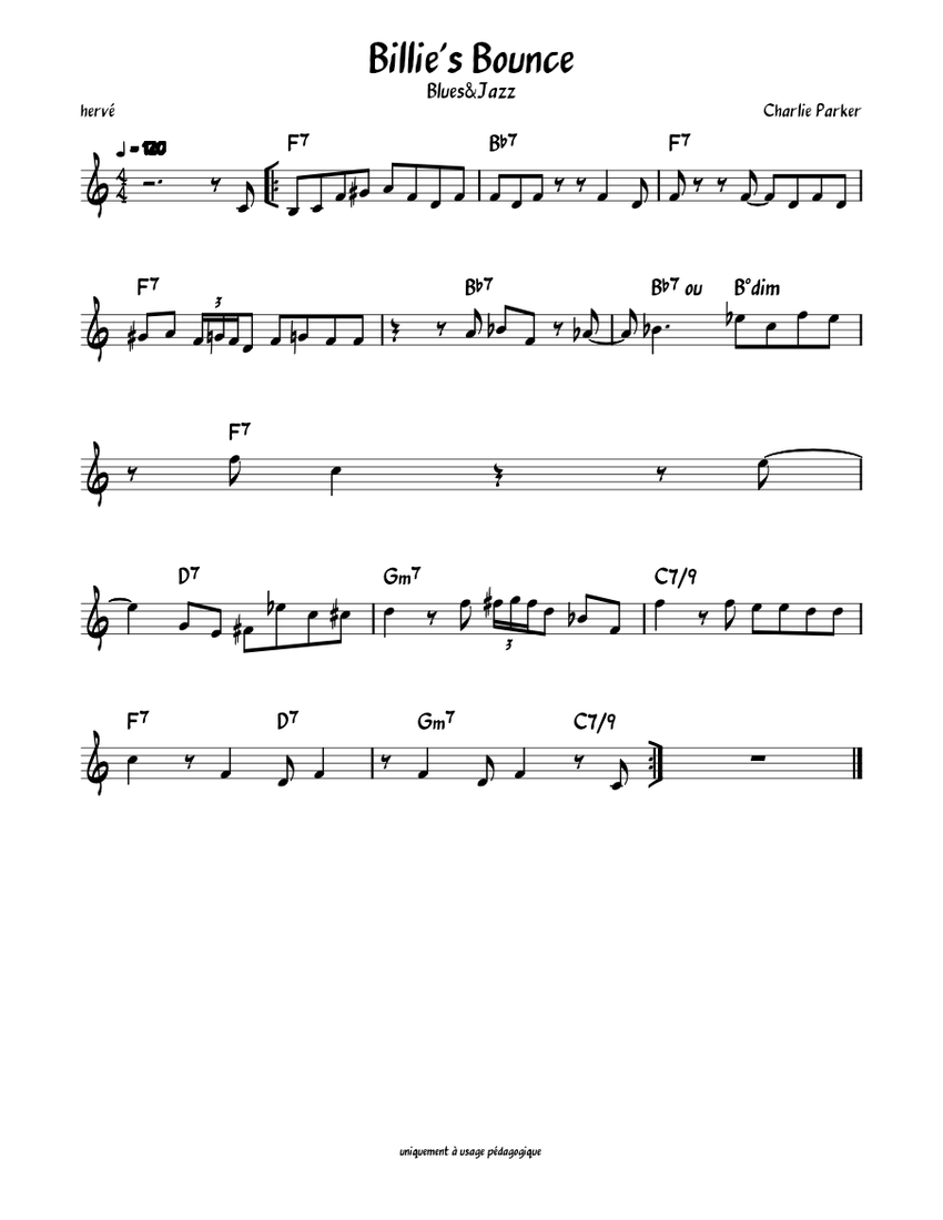 Billie's Bounce Sheet music for Piano (Solo) Easy | Musescore.com