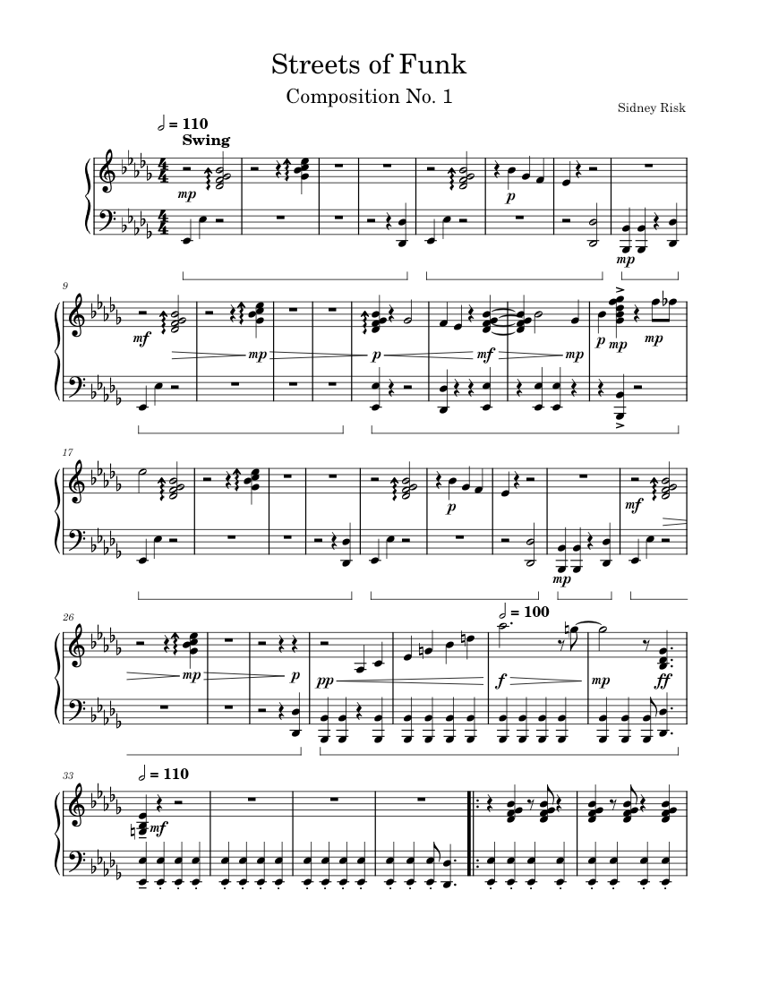 Streets of Funk - Original Composition #1 - piano tutorial