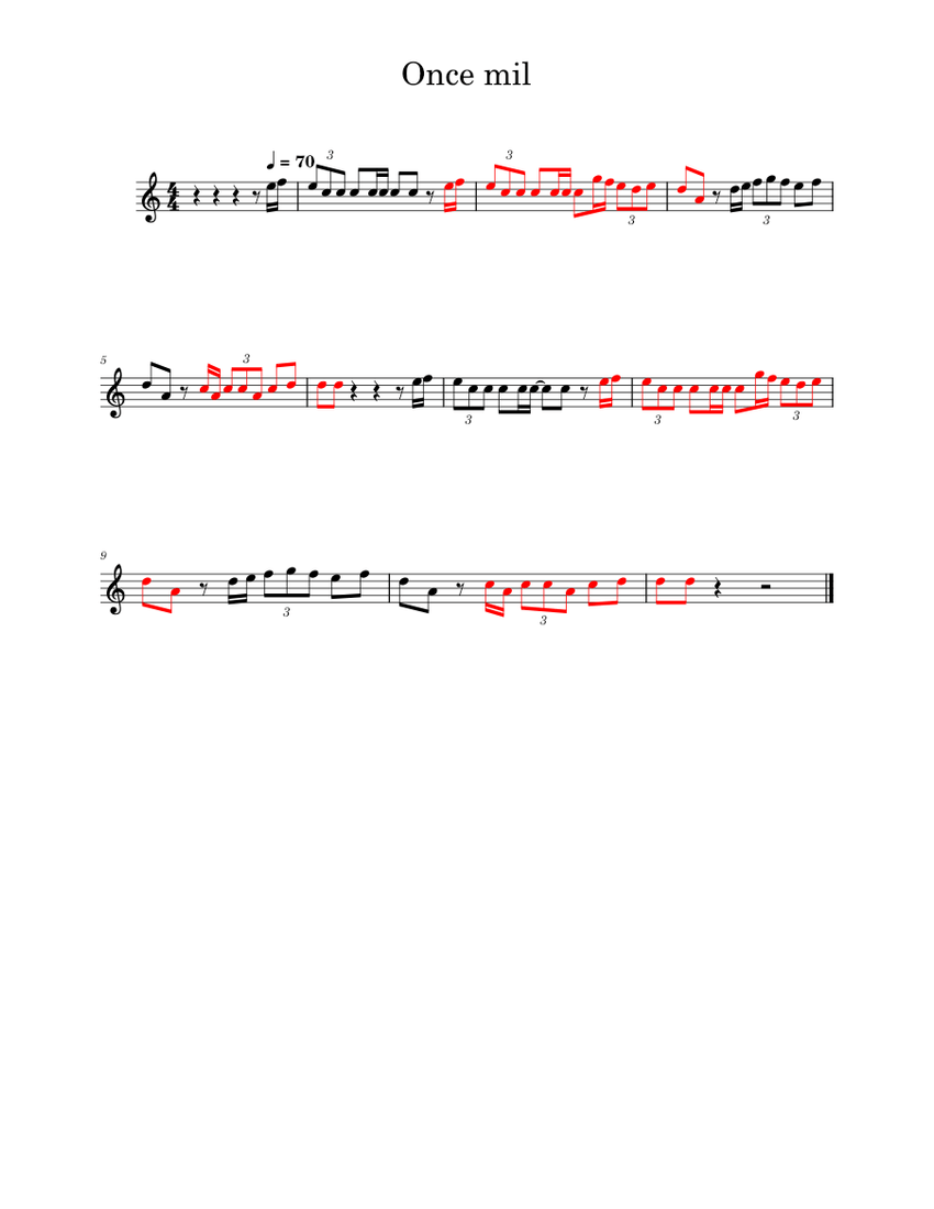 Once mil Sheet music for Vocals (Solo) | Musescore.com