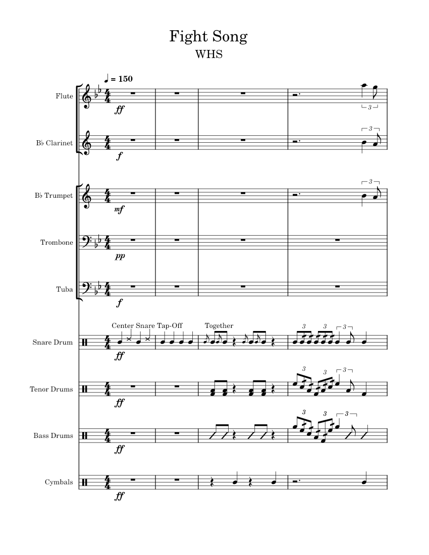 Fight Song WHS Sheet music for Trombone, Tuba, Flute, Clarinet in b-flat & more instruments ...