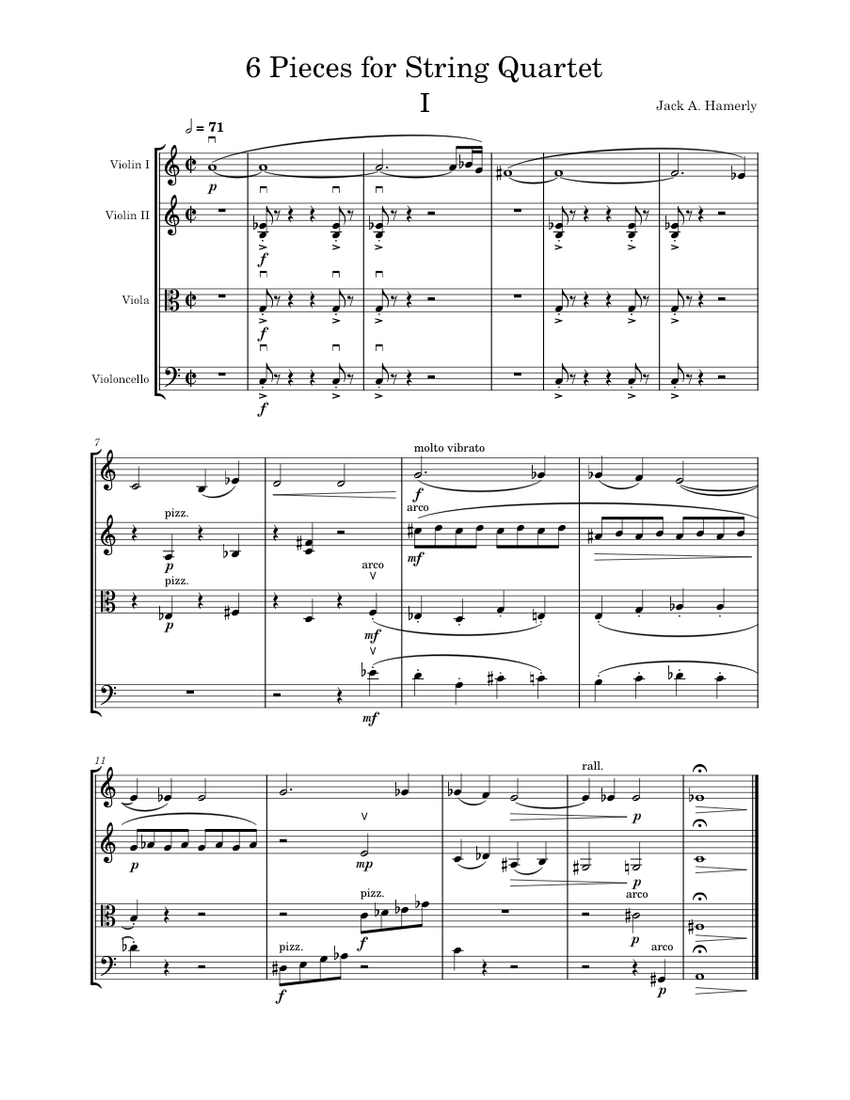 6 Pieces for String Quartet Sheet music for Violin, Viola, Cello ...