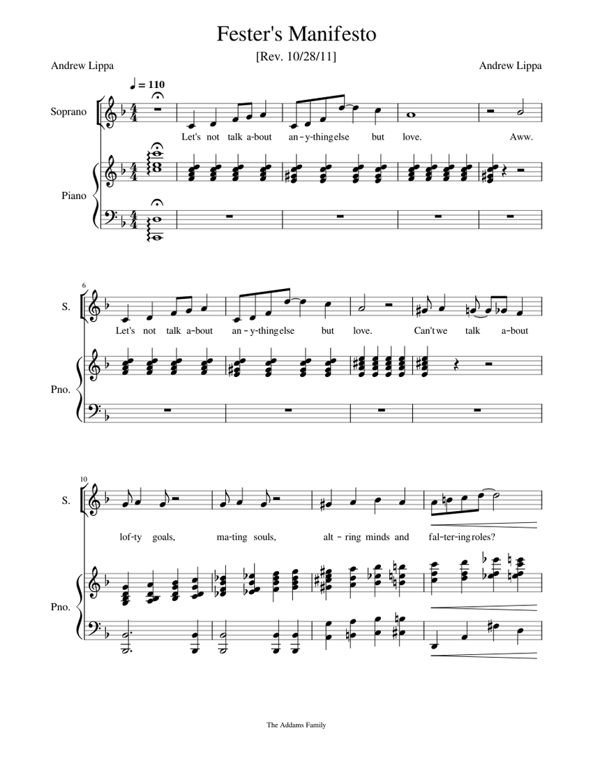Fester's Manifesto Sheet Music for Piano, Soprano (Mixed Ensemble ...