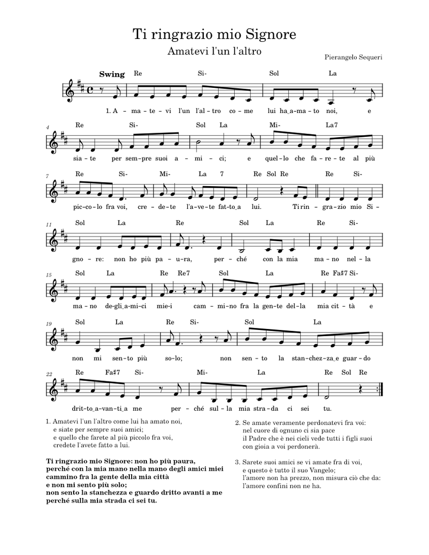Ti ringrazio mio Signore (Amatevi l'un l'altro) – Pierangelo Sequeri ...