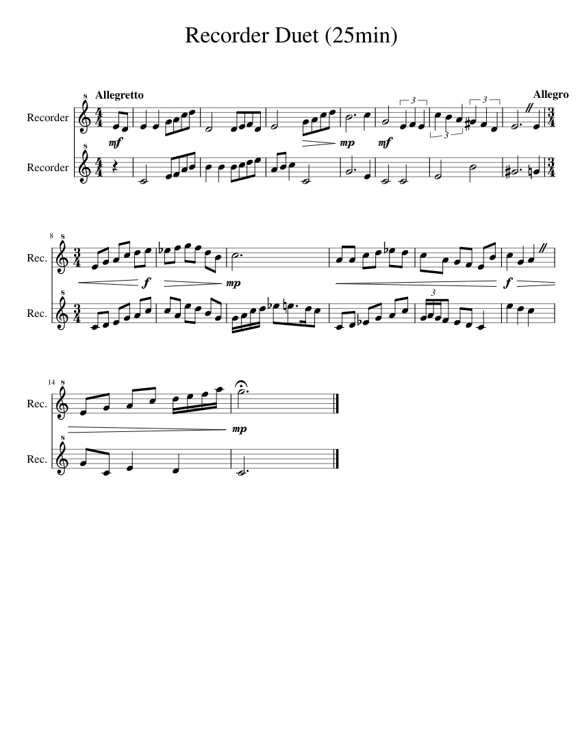 Recorder Duet in 25min Sheet music for Recorder (Woodwind Duet ...