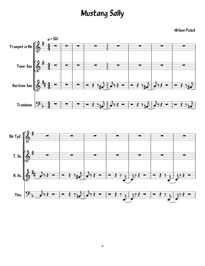 Mustang Sally from SK Sheet music for Trombone, Saxophone tenor ...