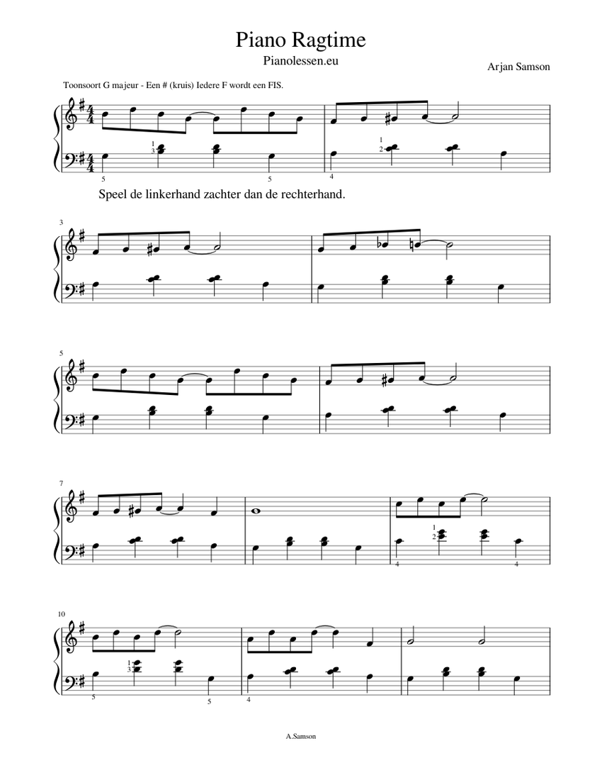Piano Ragtime Sheet Music for Piano (Solo) easy | MuseScore.com