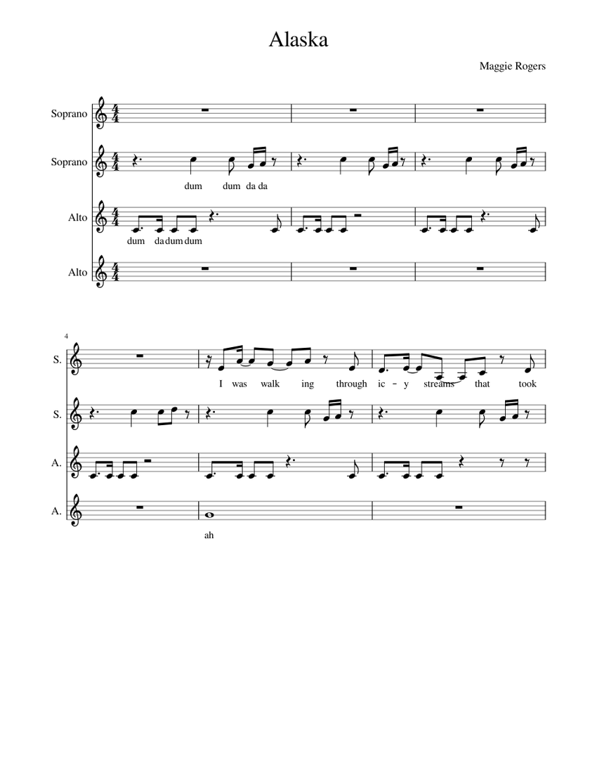 Alaska Sheet music for Soprano, Alto (SATB) | Musescore.com