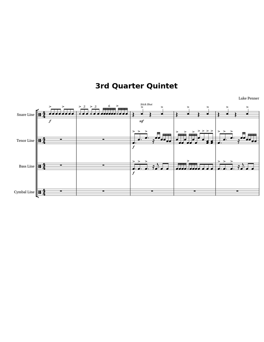 3rd_Quarter_Quintet Sheet music for Snare drum, Crash, Tenor drum, Bass ...