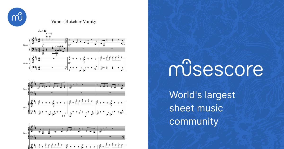 BUTCHER VANITY - Vane Lily Sheet Music for Piano (Piano Duo) | MuseScore.com
