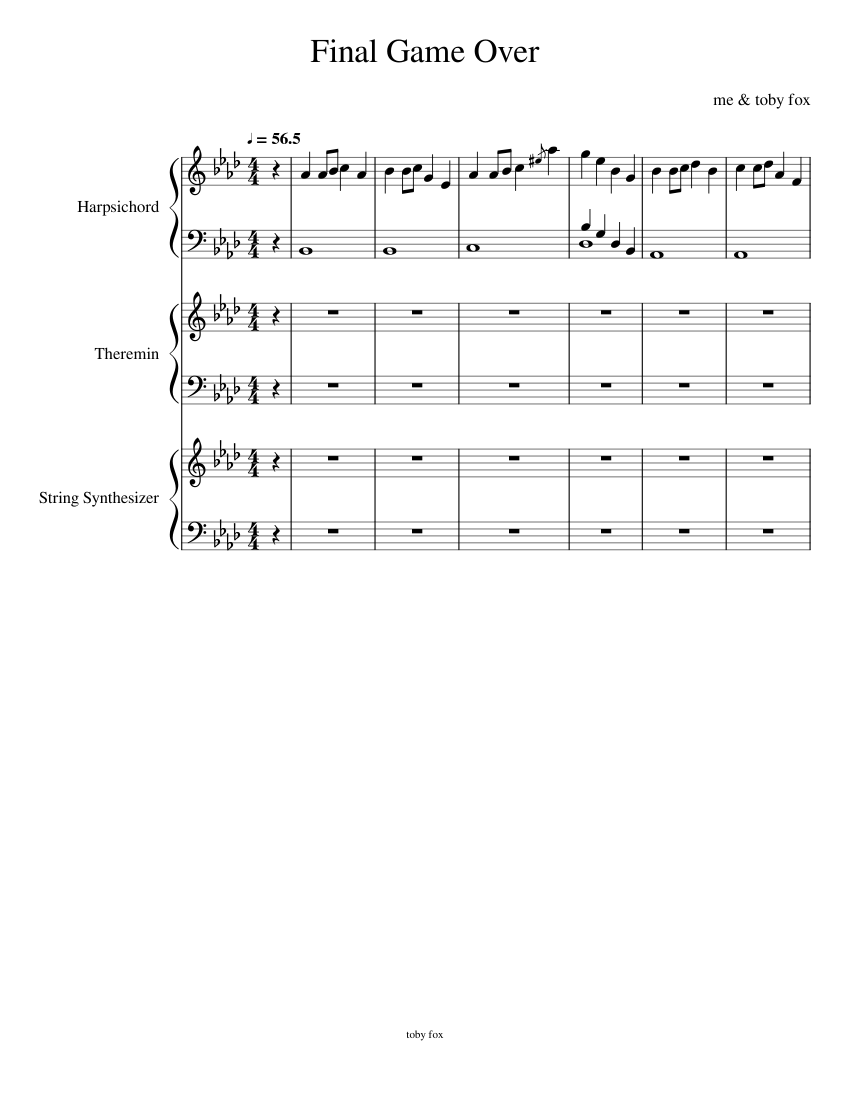 Final Game Over Sheet music for Harpsichord, Strings group, Synthesizer ...