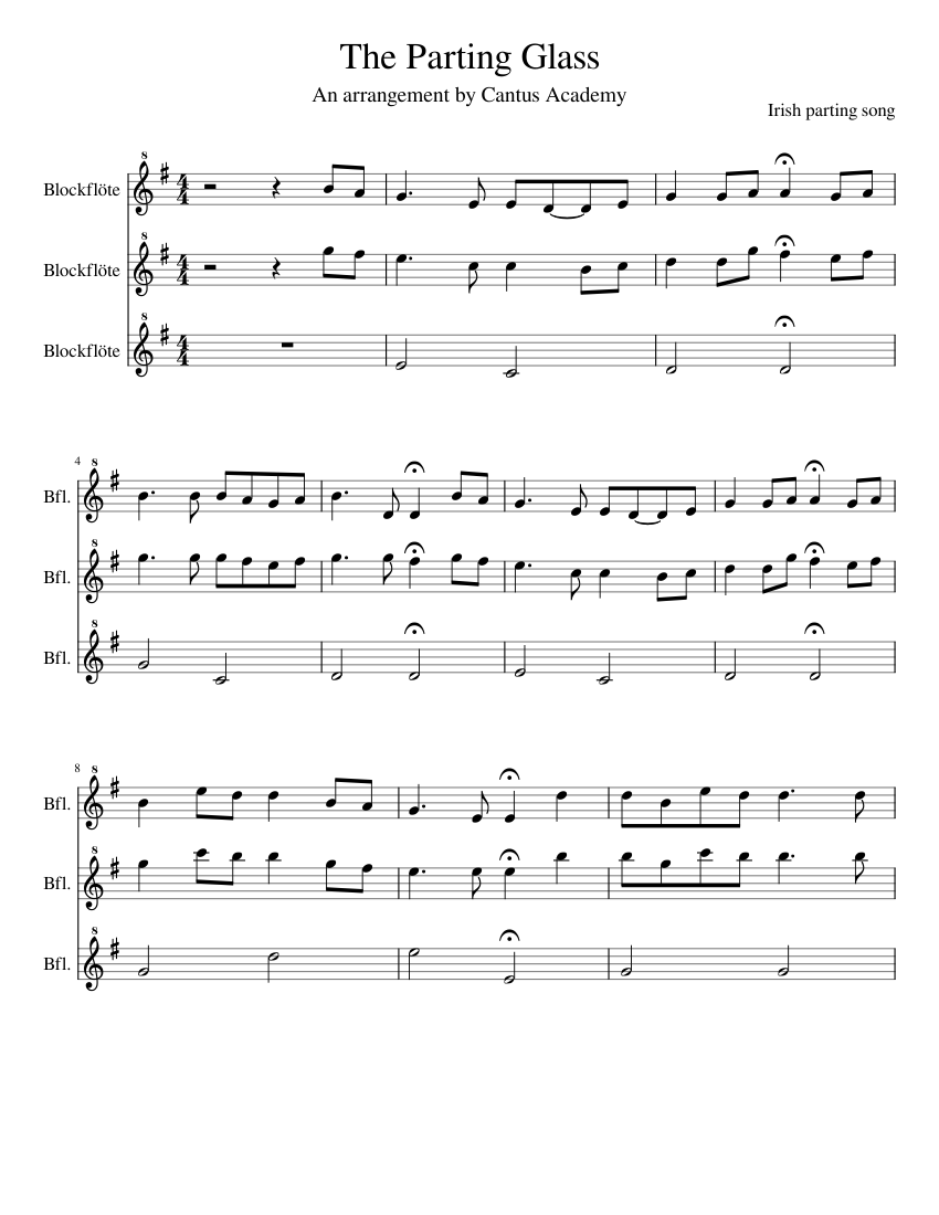 The Parting Glass Sheet Music for Recorder (Mixed Trio) | MuseScore.com