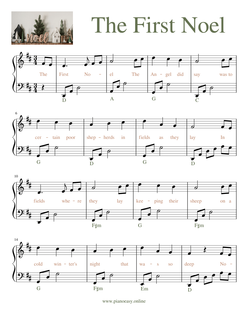 The first noel – Misc Christmas Sheet music for Piano (Solo) Easy ...