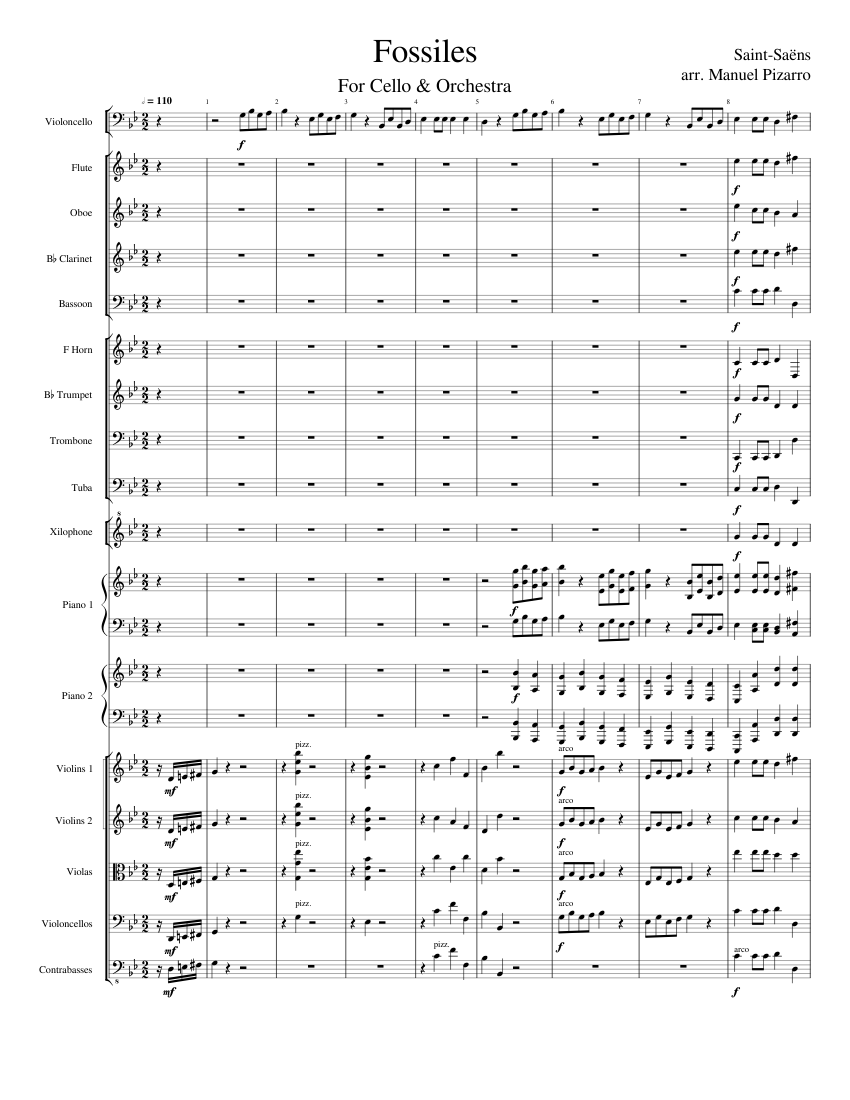 Fossiles from Le carnaval des animaux Sheet Music for Piano, Trombone ...