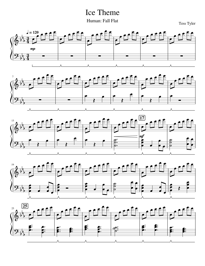 Ice Theme (Human: Fall Flat) – Tess Tyler Sheet music for Piano (Solo ...