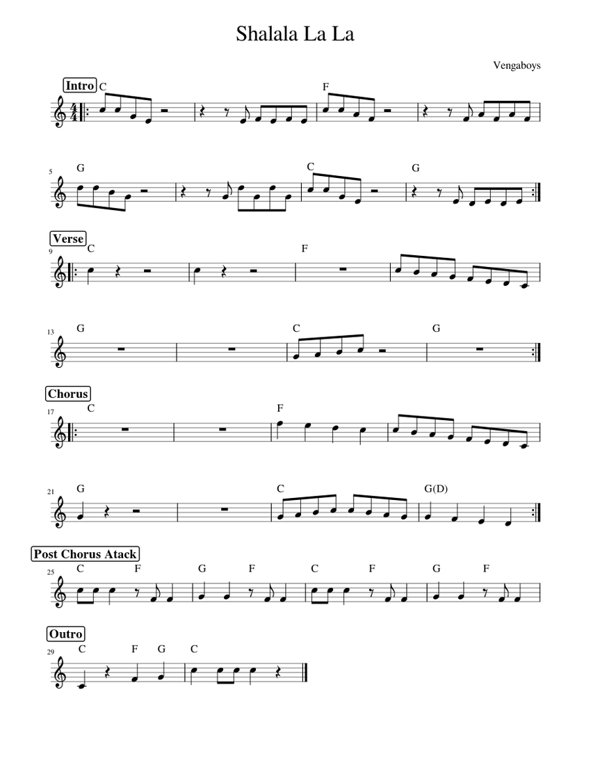 Shalala_Lala Sheet music for Piano (Solo) | Musescore.com