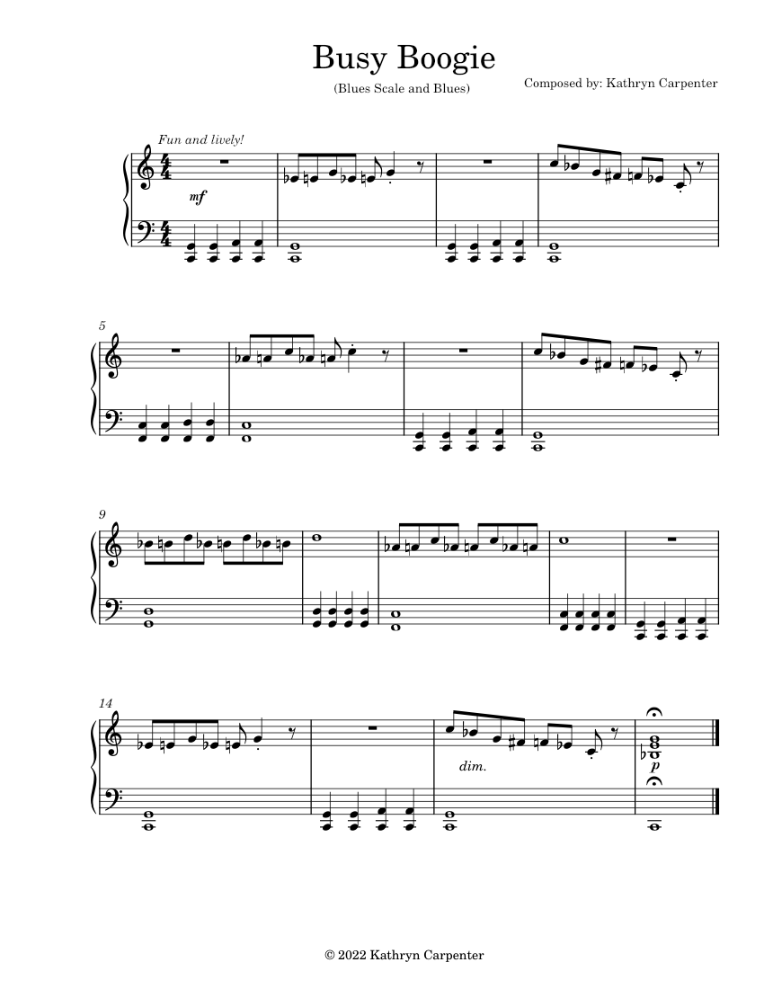 Busy Boogie (Kathryn Carpenter) Sheet music for Piano (Solo ...