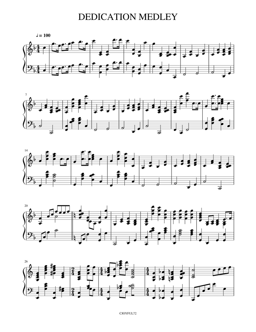 DEDICATION MEDLEY Sheet music for Piano (Solo) | Musescore.com