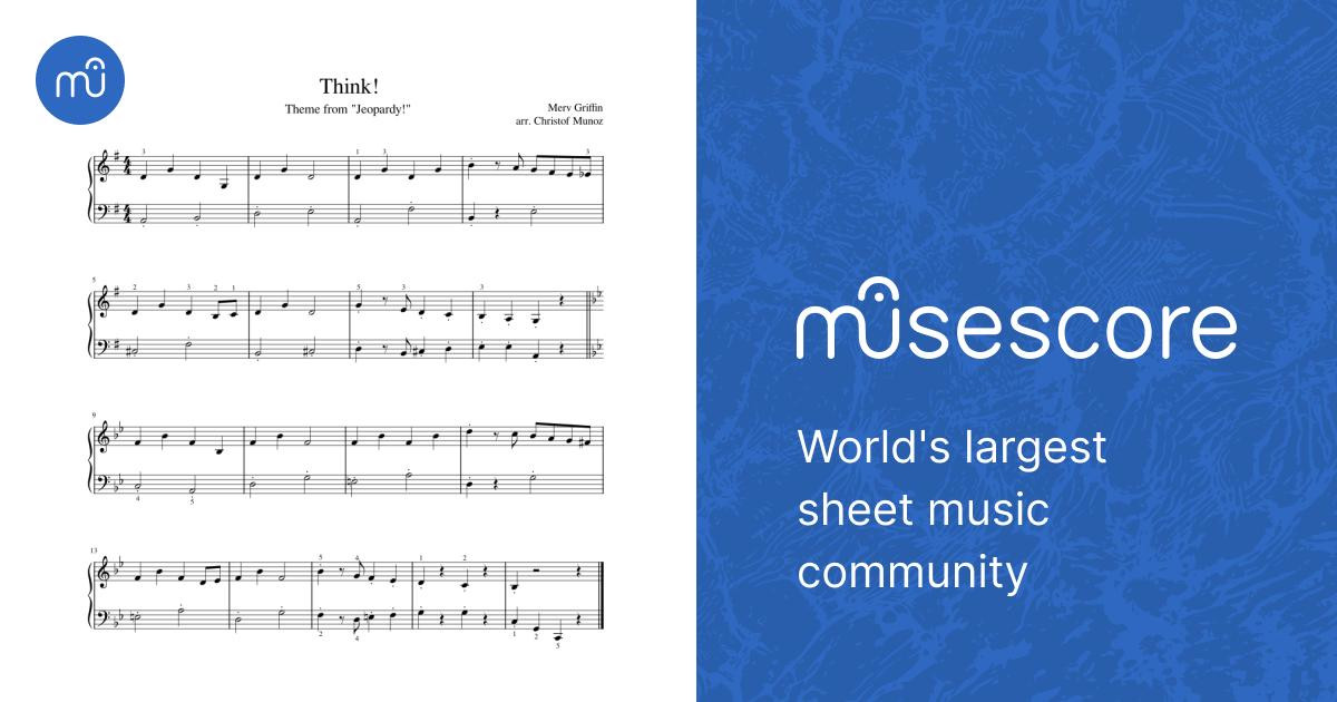 Jeopardy! (think music) Sheet Music for Piano (Solo) Easy | MuseScore.com