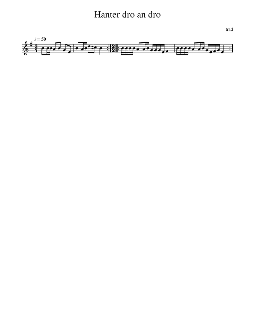 Traditional music - Hanter dro an dro Sheet music for Piano (Solo ...