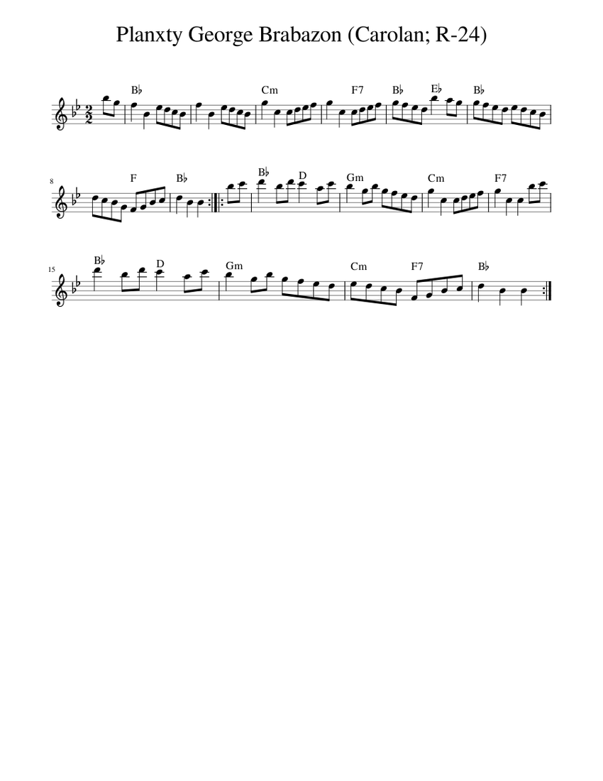 Planxty George Brabazon (Carolan; R-24) Sheet music for Piano (Solo ...