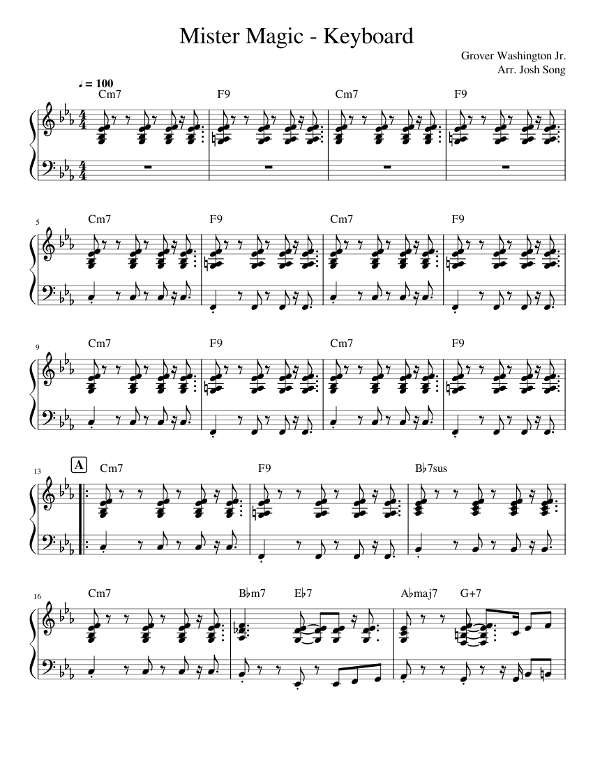 Mister Magic - Keyboard Sheet Music with Chords for Piano (Jazz Band ...