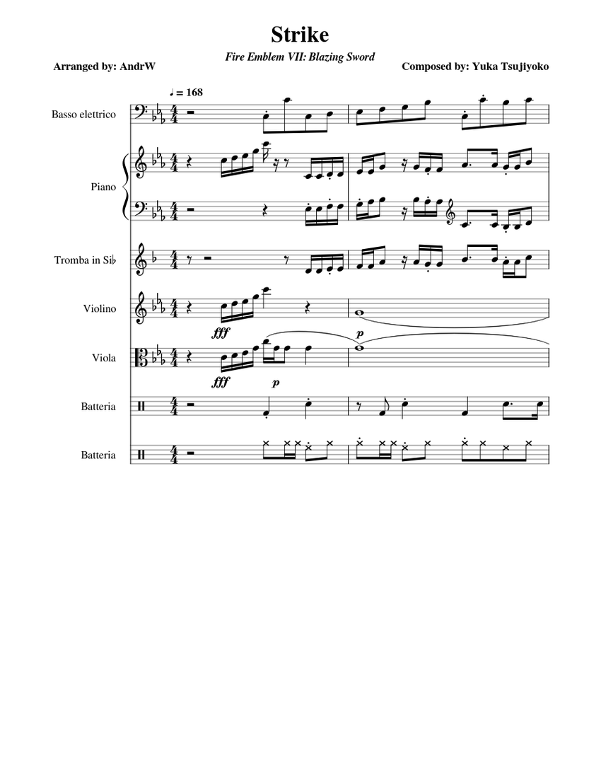 Strike! Sheet music for Piano, Trumpet in b-flat, Violin, Viola & more ...