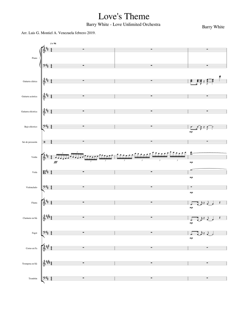 Love's Theme. Barry White Sheet Music for Piano, Trombone, Flute ...