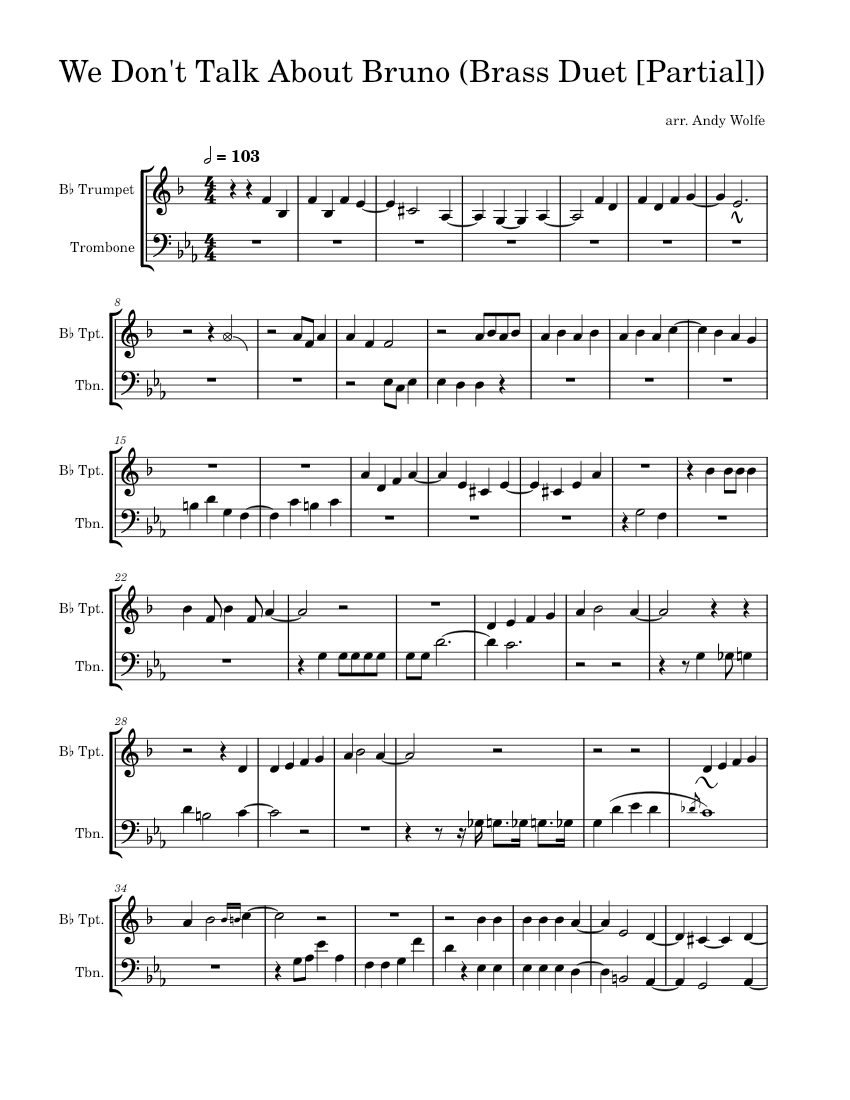 We Don't Talk About Bruno – Lin-Manuel Miranda Sheet music for Trombone ...