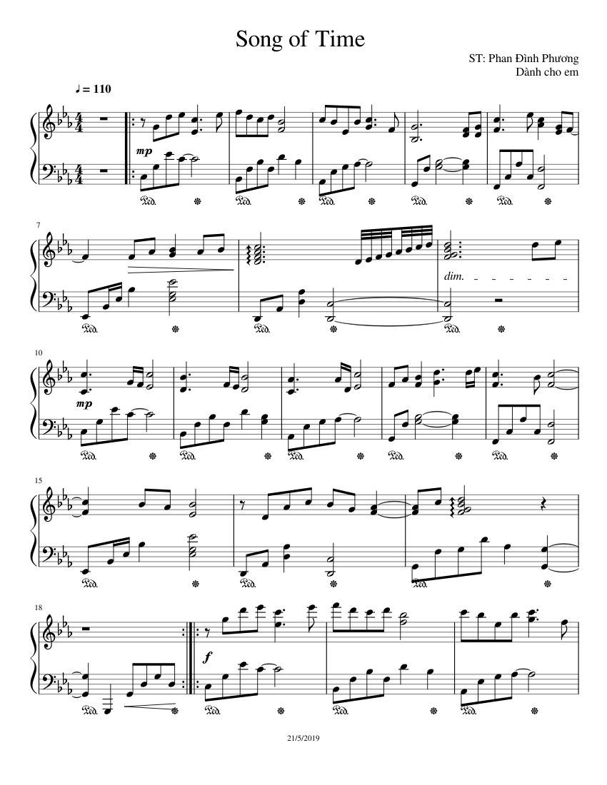 Song of Time Sheet music for Piano (Alto Sax Piano Duet) | Musescore.com