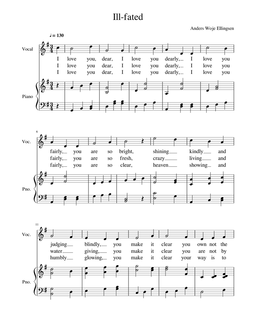 Ill-fated Sheet music for Piano, Alto (Piano-Voice) | Musescore.com