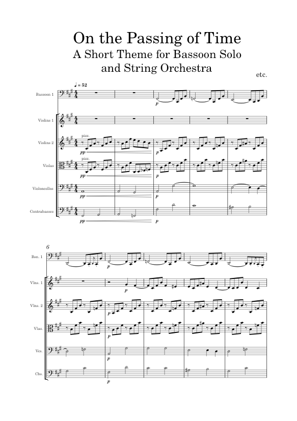 On the Passing of Time by etc. Sheet music for Bassoon, Strings group (String Ensemble ...