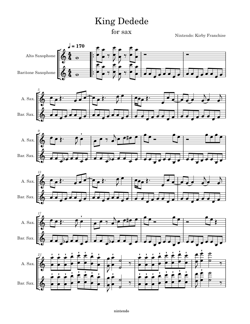 King Dedede's Theme – Yoko Shimomura King Dedede's Theme Sheet music ...