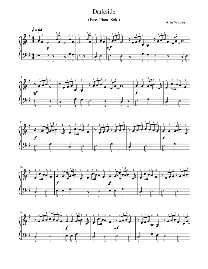Darkside Sheet music for Piano (Solo) | Musescore.com