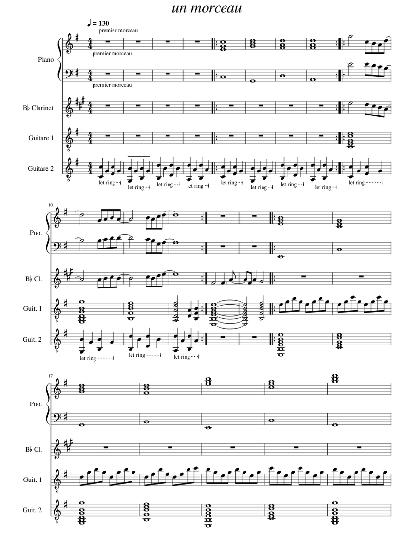 all (visualizer) Sheet music for Piano, Clarinet in b-flat, Guitar ...