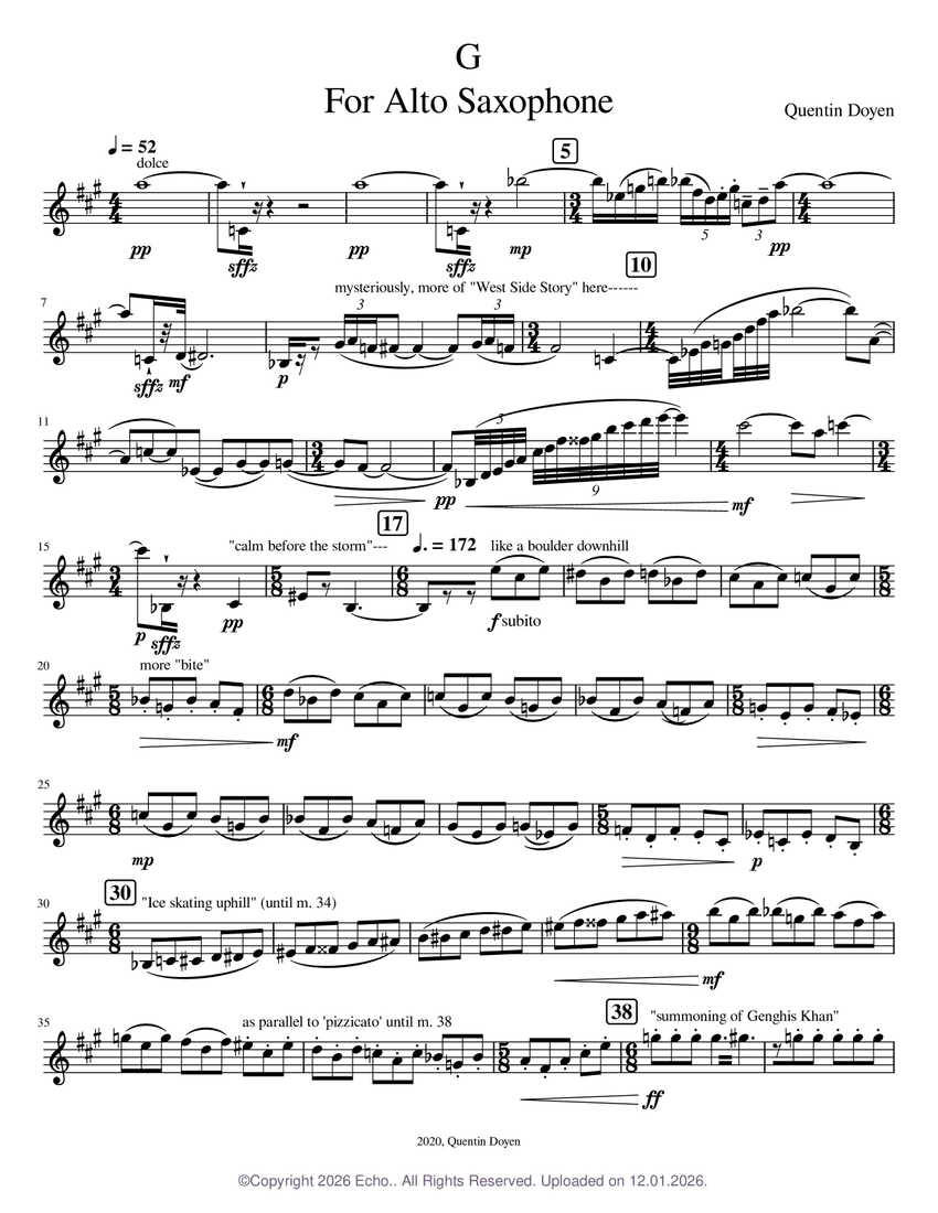 Untitled (for Alto Saxophone) Sheet music for Saxophone alto (Solo ...