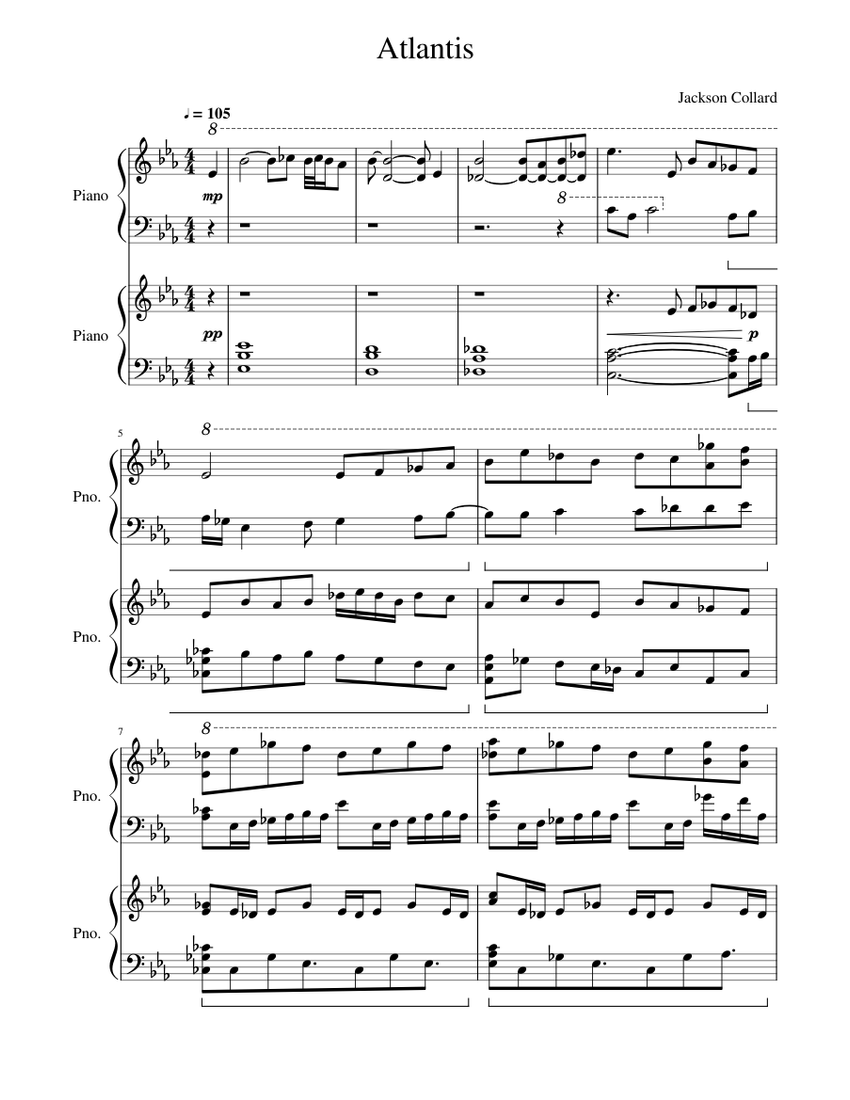 Atlantis Sheet Music for Piano (Piano Duo) | MuseScore.com
