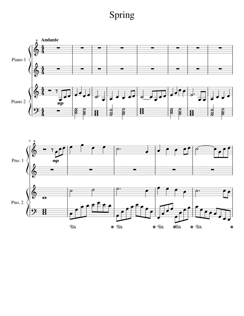 Spring Sheet music for Piano (Piano Four Hand) | Musescore.com