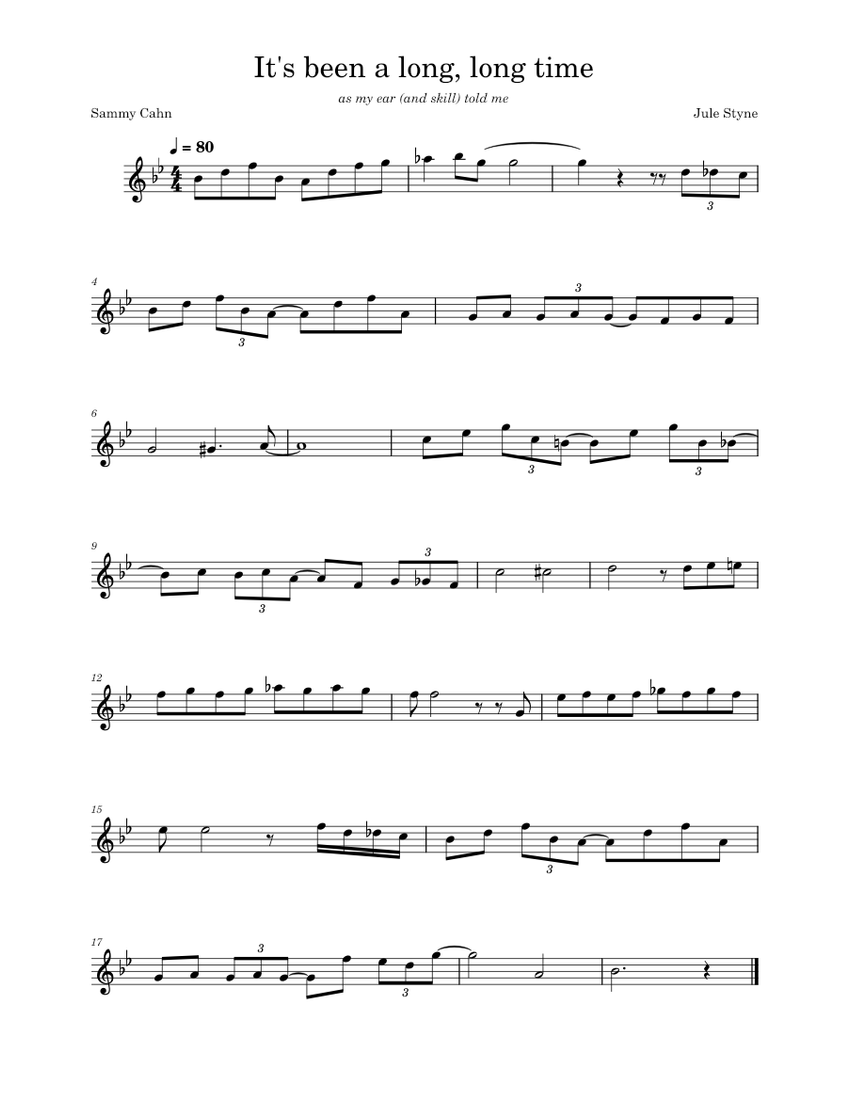 It's Been A Long, Long Time – Harry James Sheet Music for Trumpet in b ...