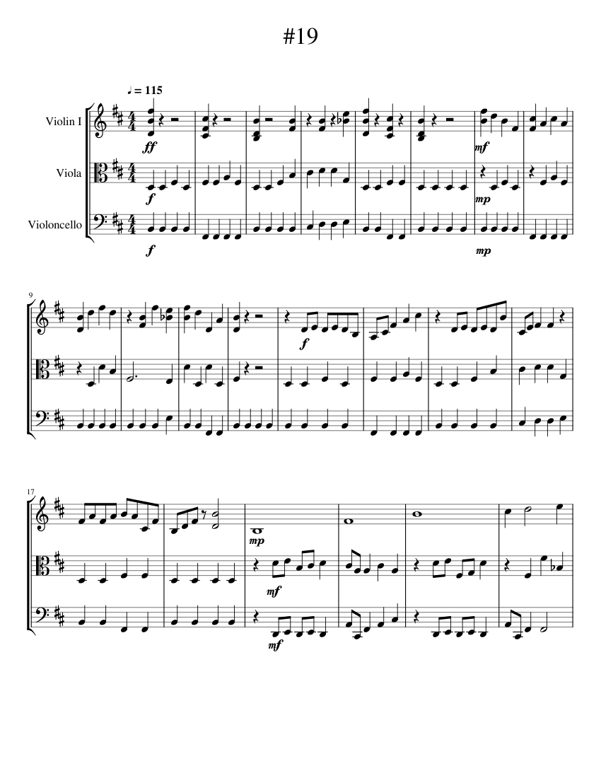 #19 String Trio Sheet music for Violin, Viola, Cello (String Trio ...