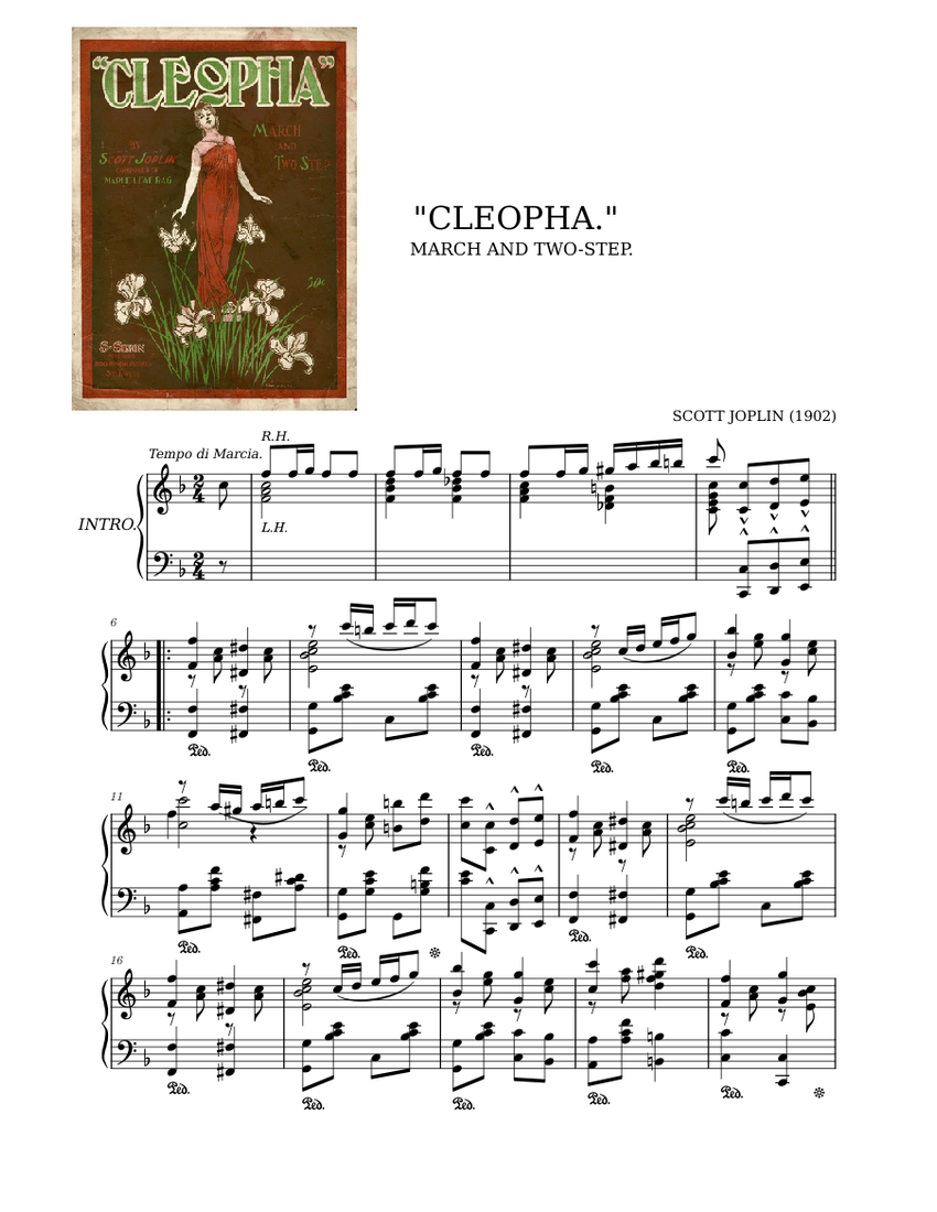 Cleopha by Scott Joplin (1902) Sheet Music for Piano (Solo) | MuseScore.com