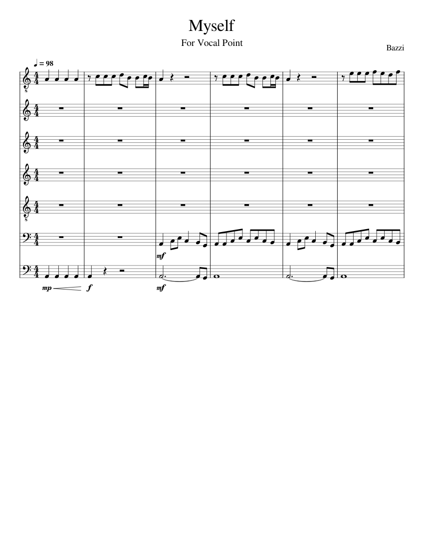 Myself – Bazzi Myself Sheet music for Piano (A Capella) Easy ...